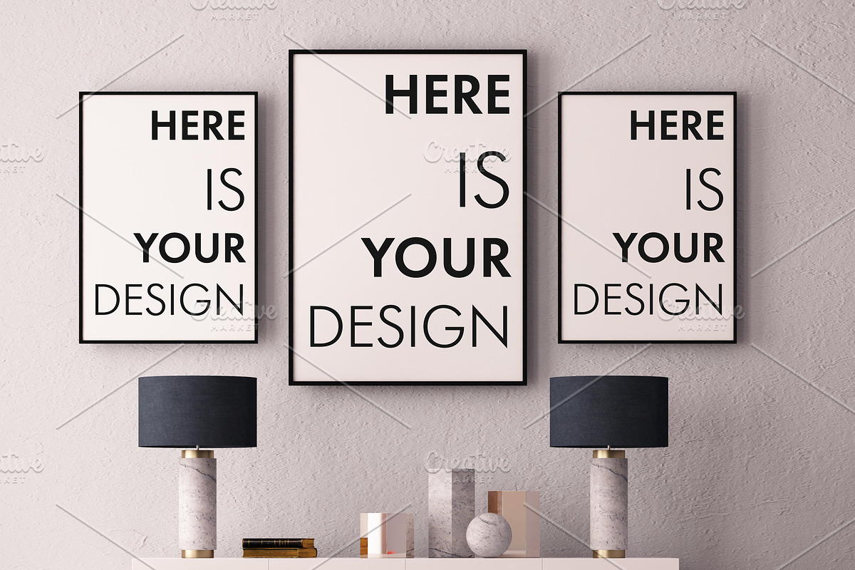 Mockup poster with a dining table, a Print Template by FilL239