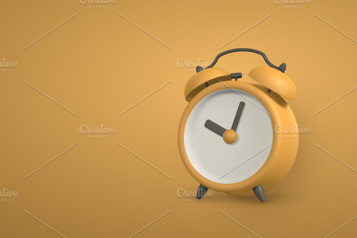 Cute cartoon yellow alarm clock, an Education Illustration by OlehVector