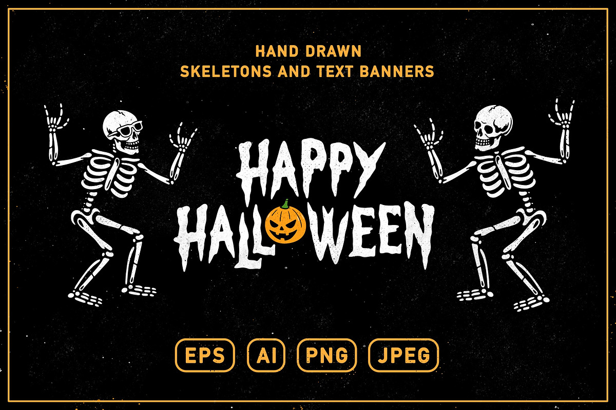 HALLOWEEN SKELETONS AND TEXT BANNERS, an Object Graphic by alterfan