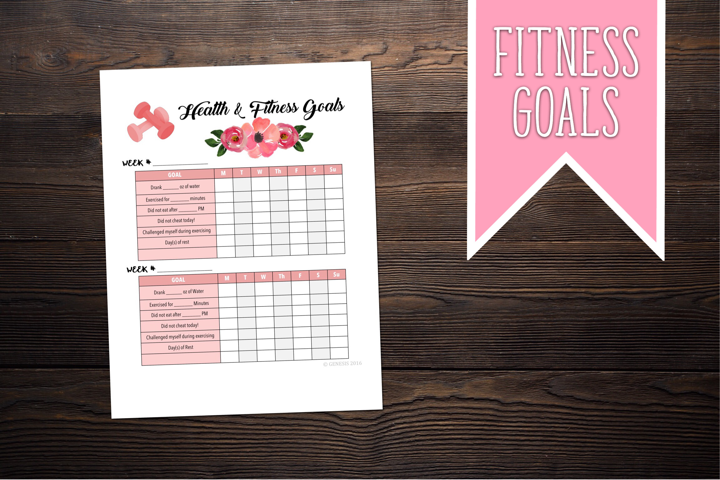 Health and Fitness Goal Tracker, a Stationery Template by Genesis ...