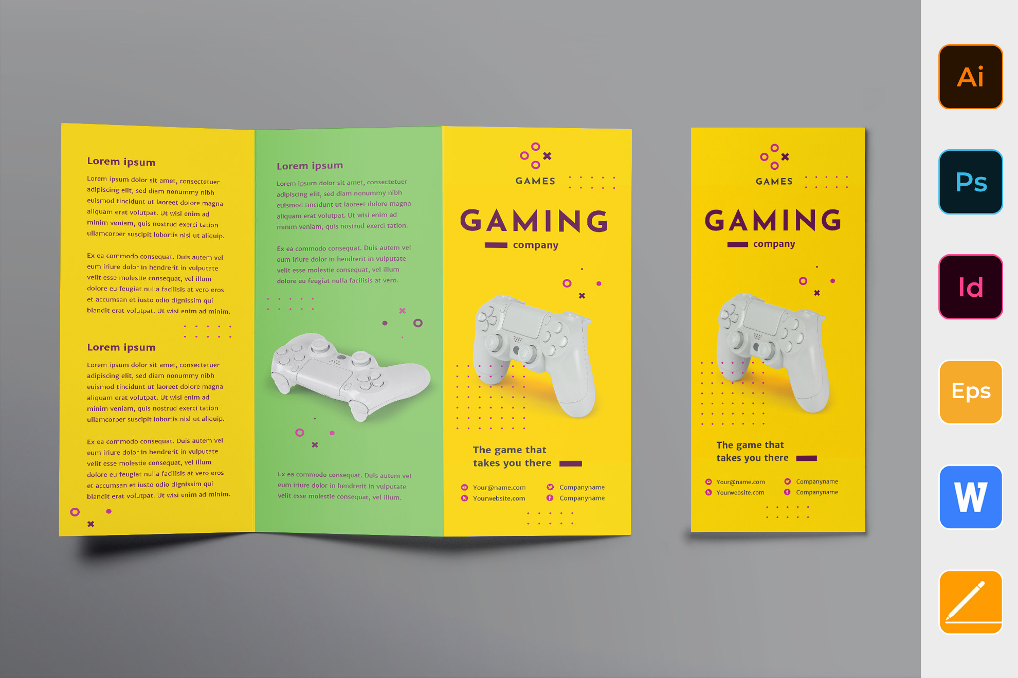 Gaming Company Brochure Trifold, a Brochure Template by TemplatesNow!