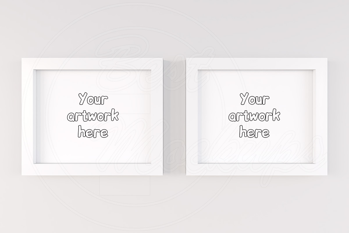 Set of 2 mock frames display artwork, a Print Template by BestMockups