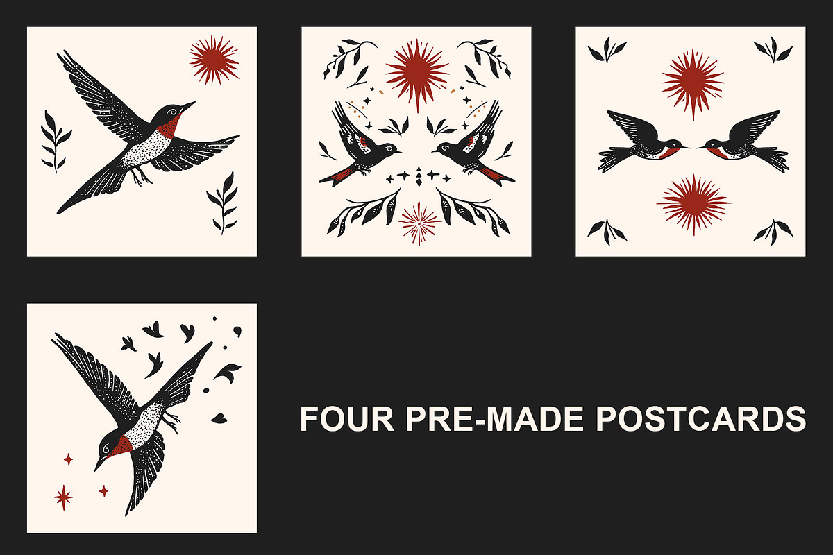 folk birds bundle