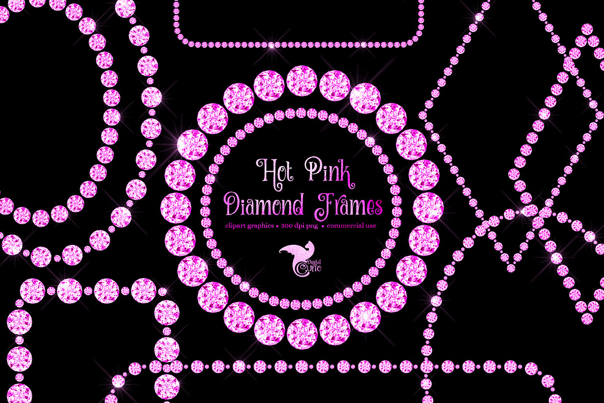 Hot Pink Diamond Frames, an Illustration by Digital Curio | Creative Market