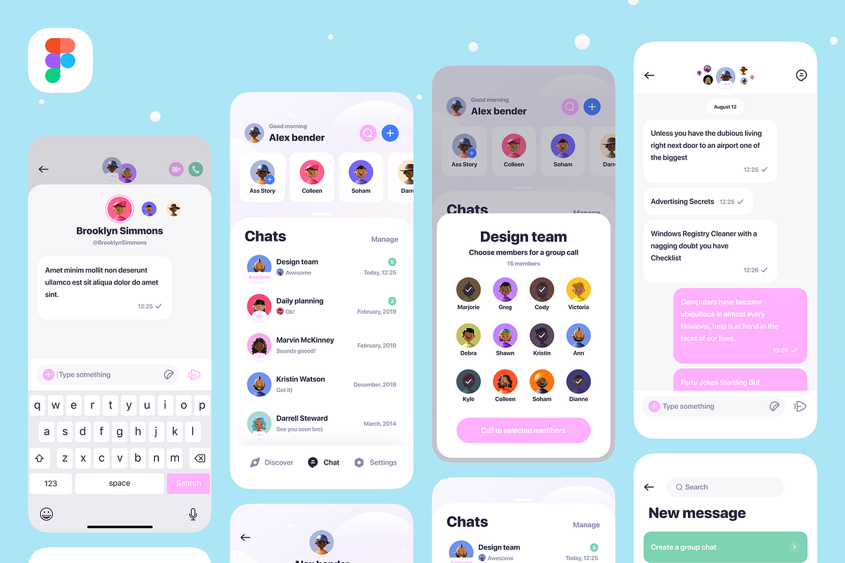 Clean Chat App UI, an App Template by ALEX BENDER UI STORE