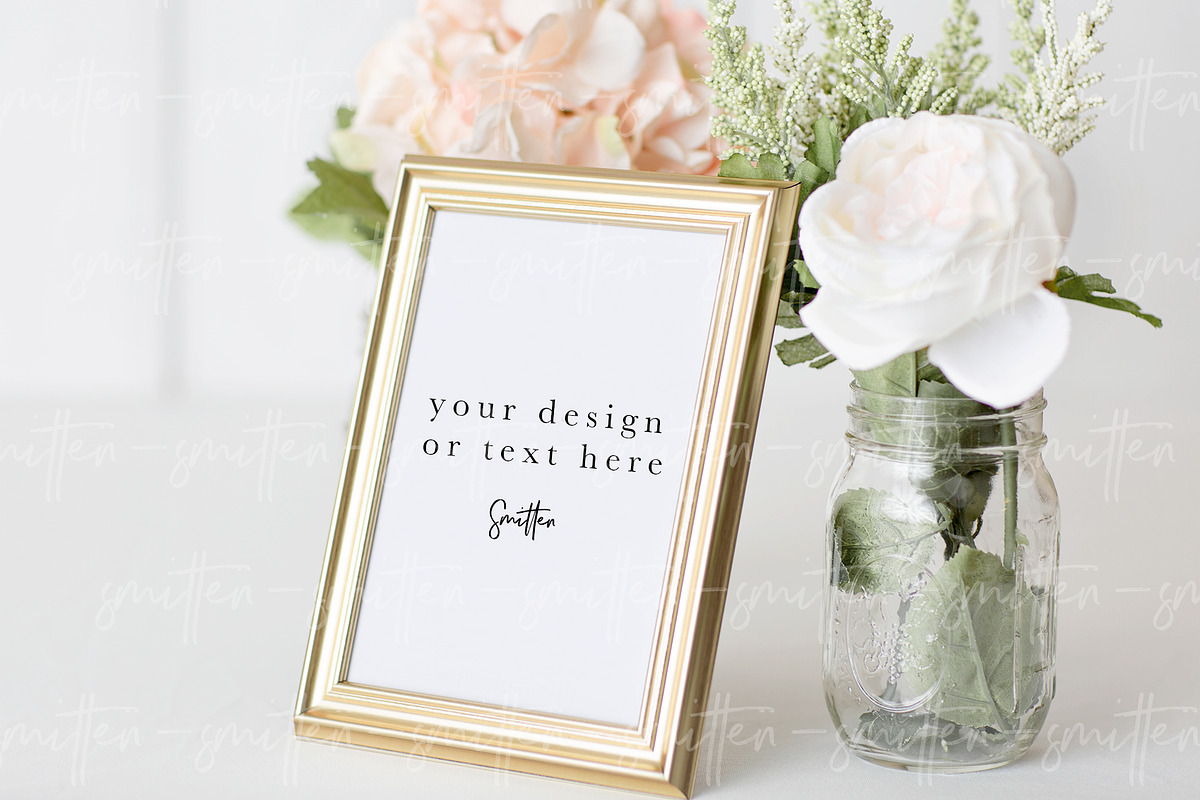 Gold Frame Wedding Mockup, a Print Template by Smitten Photo & Design