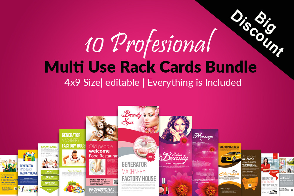 10 Multi Use Rack Card Bundle, a Card Template by Design Up