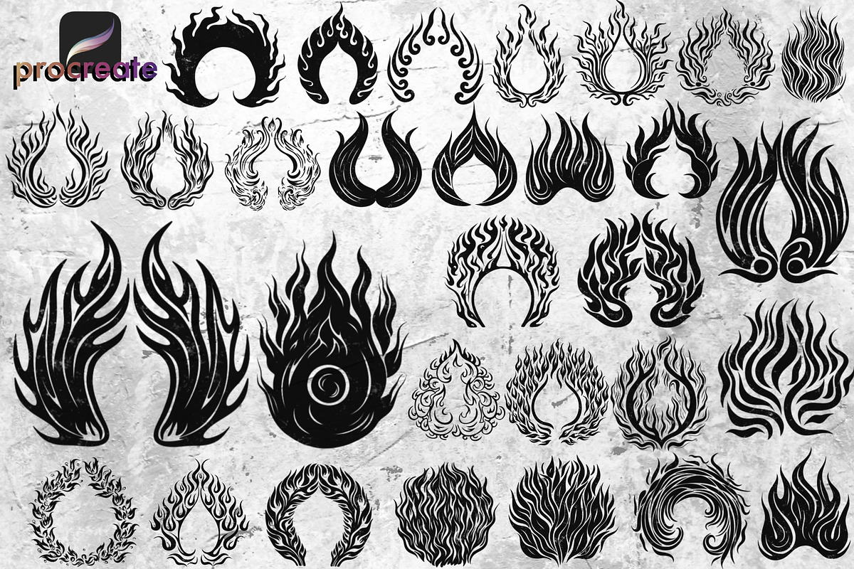 90 Chinese Fire Stamps for Procreate, a Brush Add-On by TheWhiteCatLab