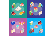 Stack Of Color Books Banner Card Set | Education Illustrations ...