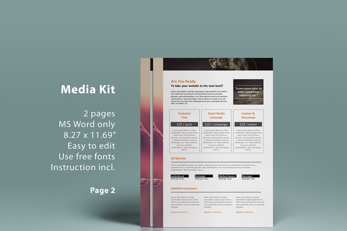 MS Word blog media kit - 2p, a Presentation Template by Inkpower