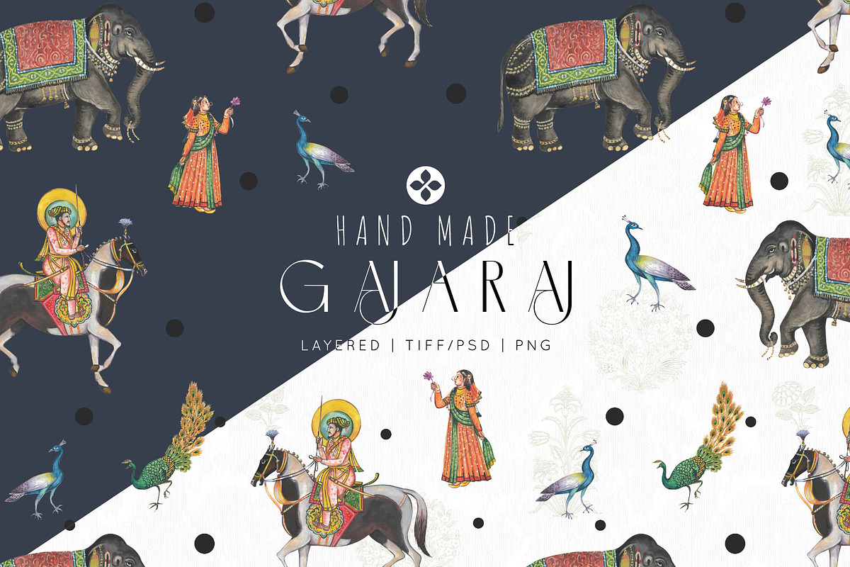 Indian miniature art print patterns.