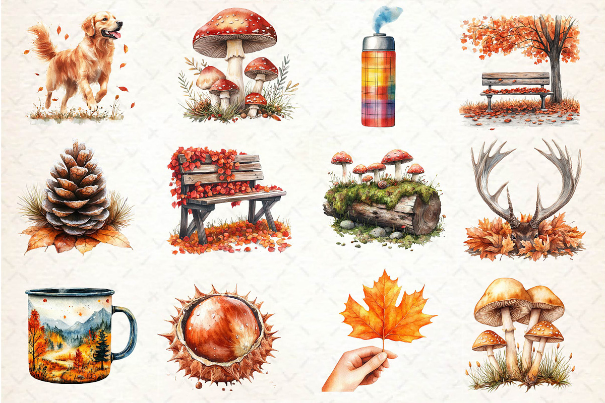 Autumn Nature Walk Clipart, an Illustration by Dream Creation