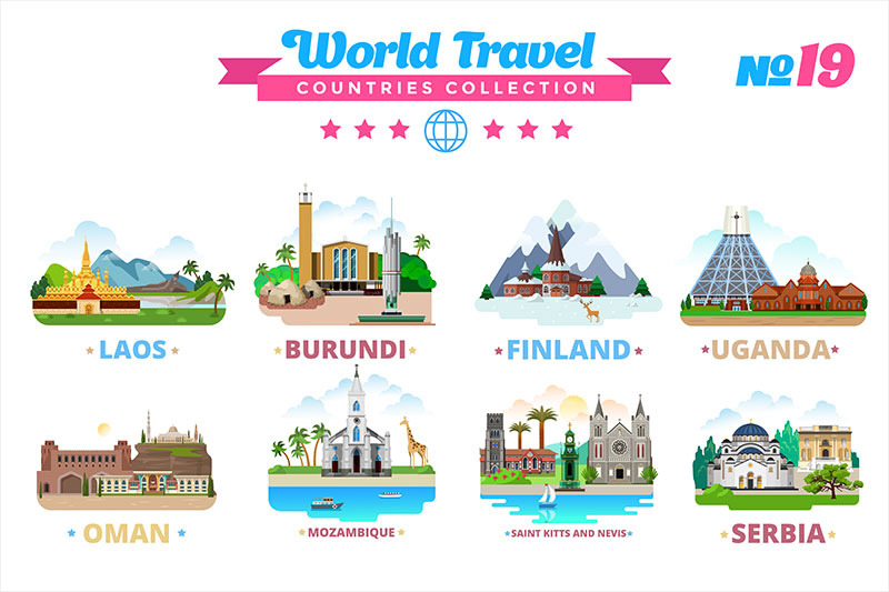 World Travel Countries Collection 19, an Illustration by Sentavio
