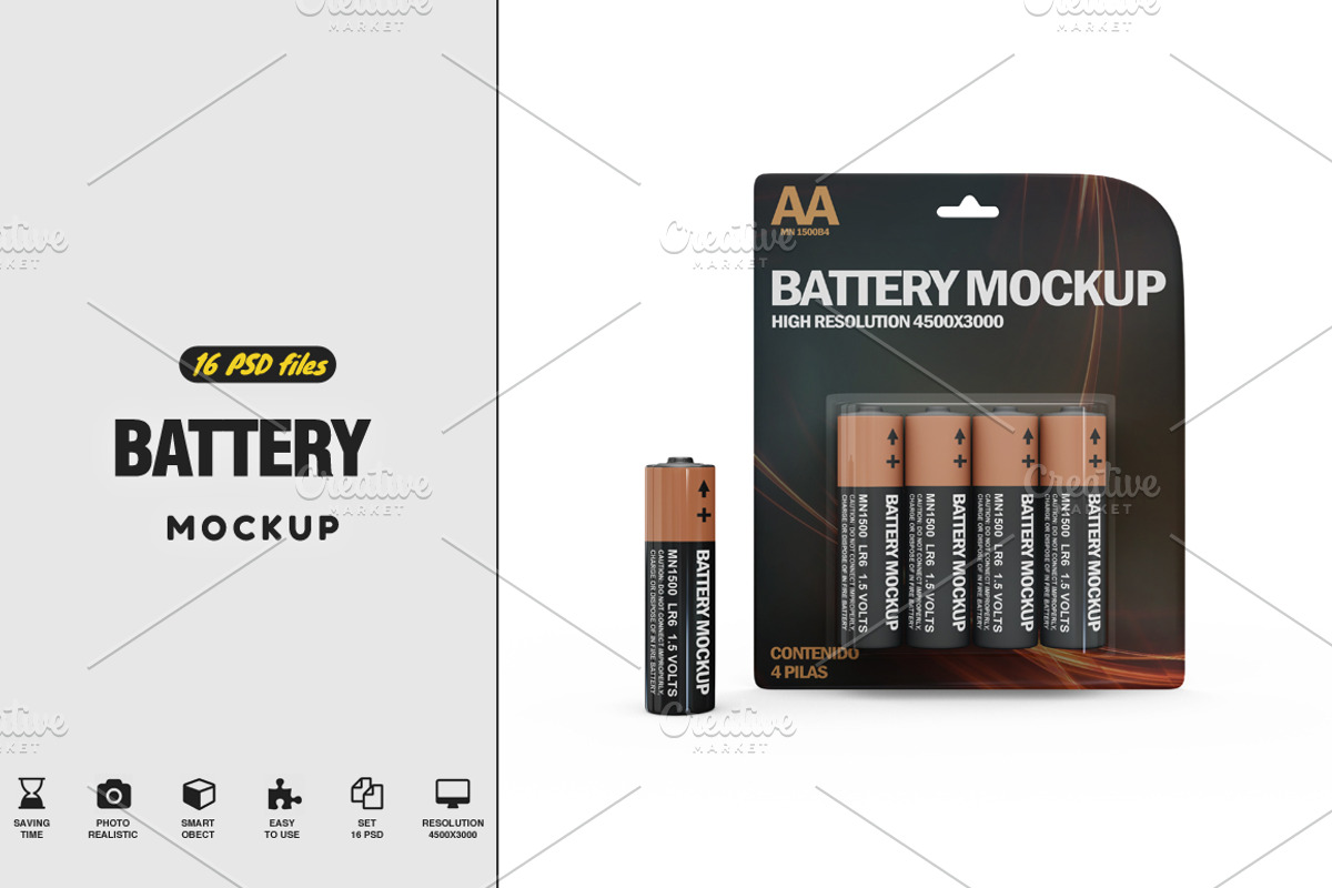 Battery Mockup, a Packaging Mockup by PixelMockup