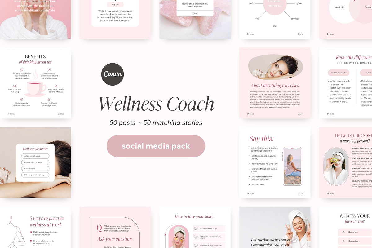 Health & Wellness templates, a Social Media Template by LiliesandBerries