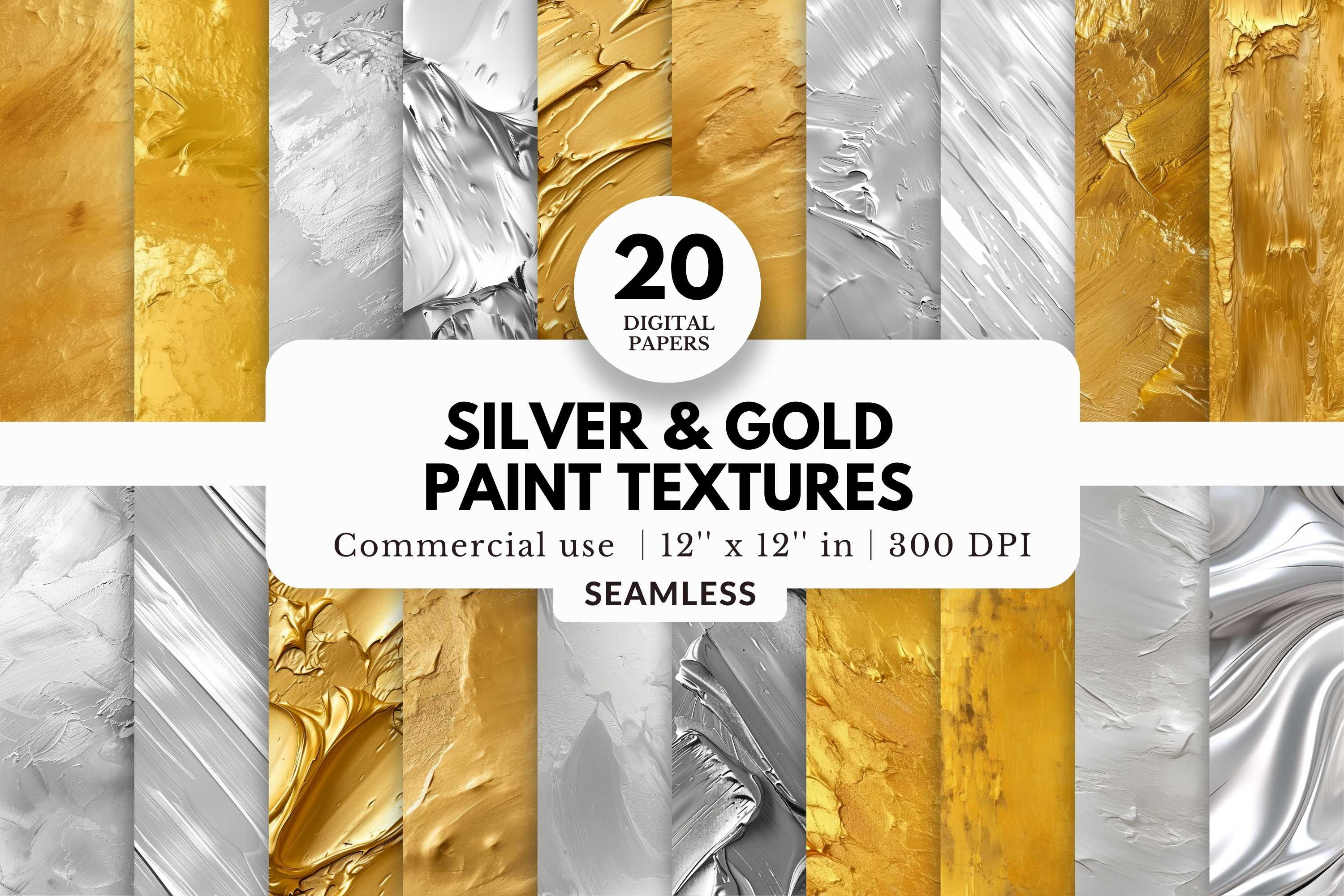 20 Silver and Gold Paint Textures, a Texture Graphic by NorthWindPixels ...