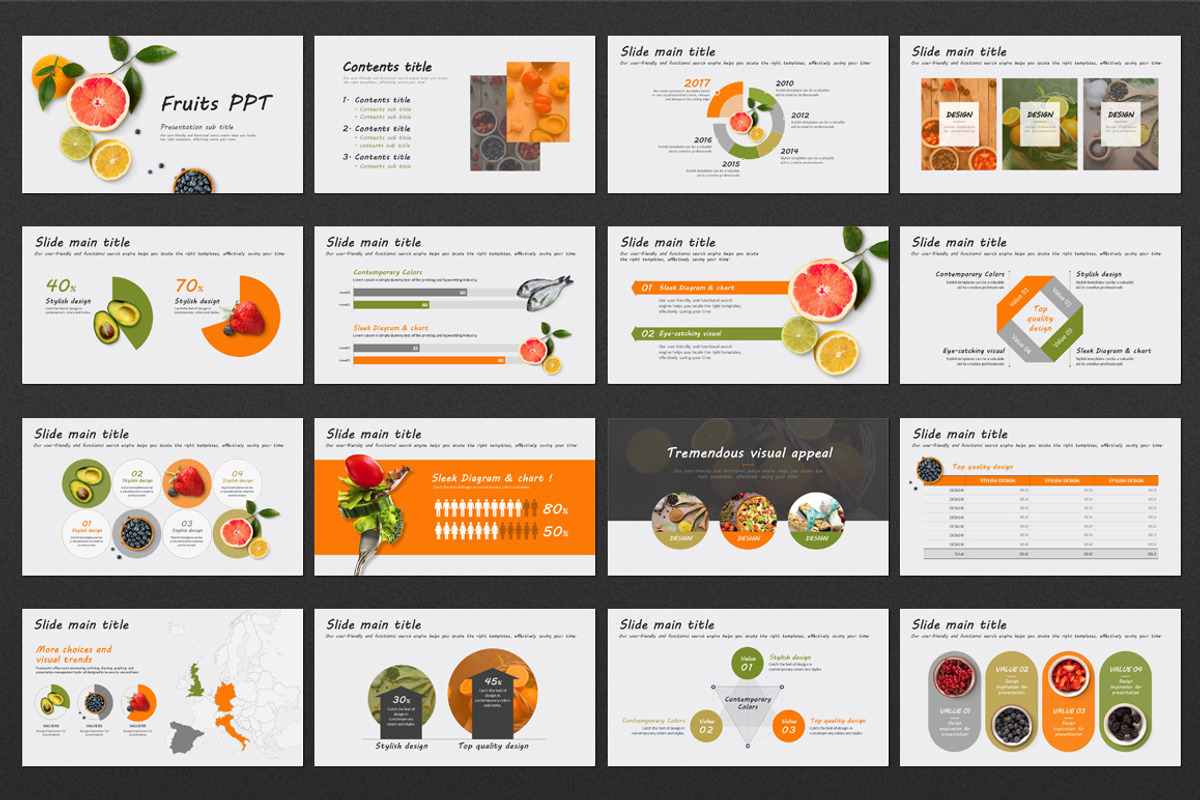 Fruits PPT Template, a Presentation Template by GoodPello