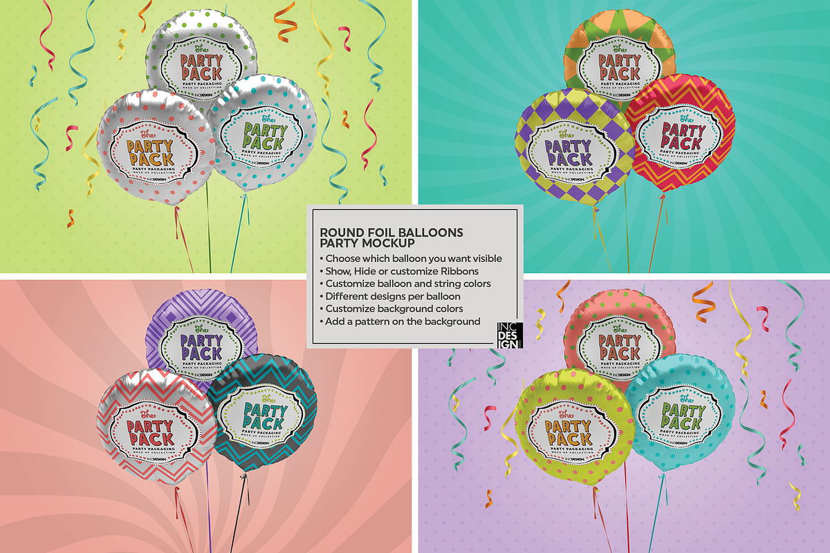 Round Foil Balloons Mockup, a Product Mockup by INCDesign | Creative Market