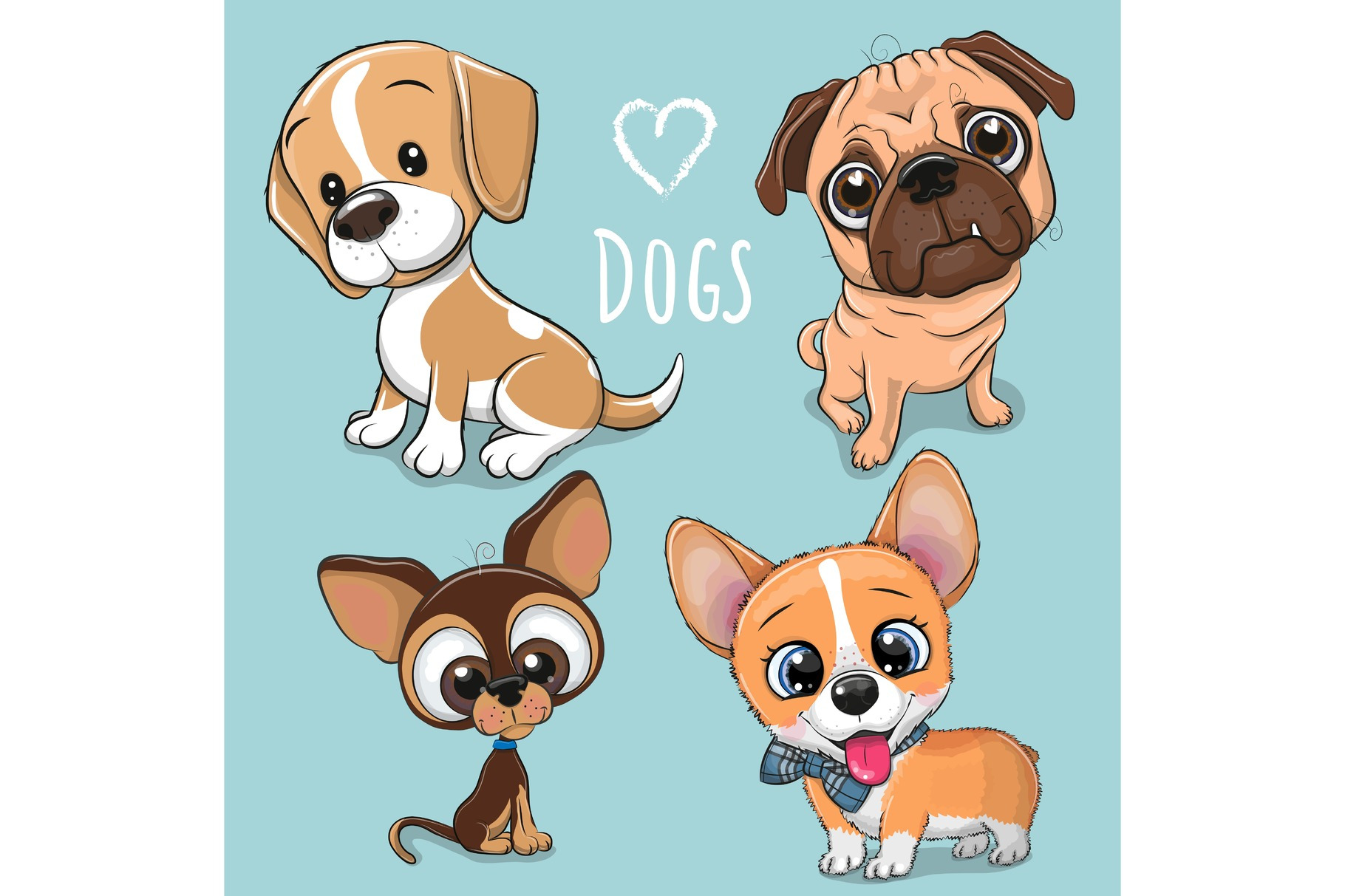 Cute Cartoon Dogs, an Animal Illustration by Regina Art (Reginast777 ...
