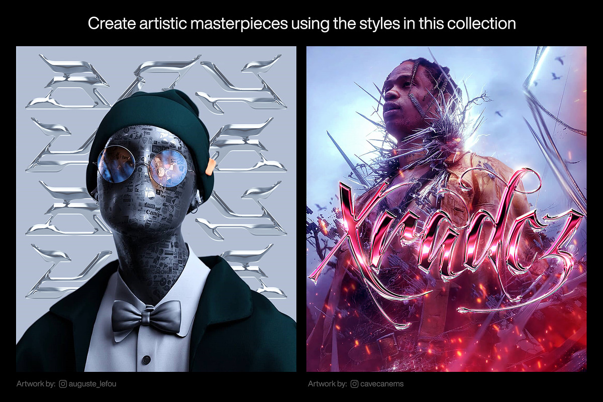 Chrome Text Effects Vol.6, a Layer Style Add-On by Hyperpix Productions