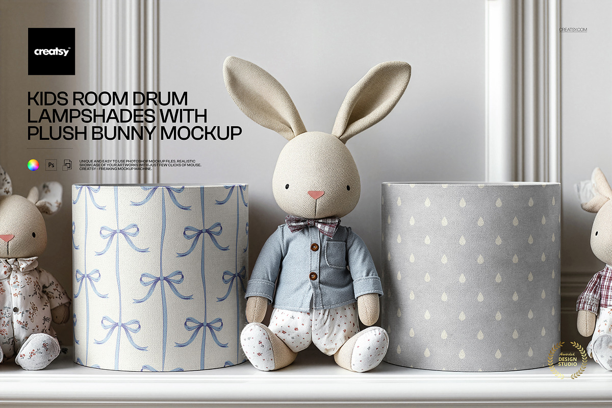 Drum Lampshades with Plushie Mockup, a Household Mockup by creatsy5