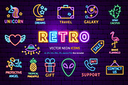 Custom Retro Neon Vector Icons, an Outline Icon by Anna_leni