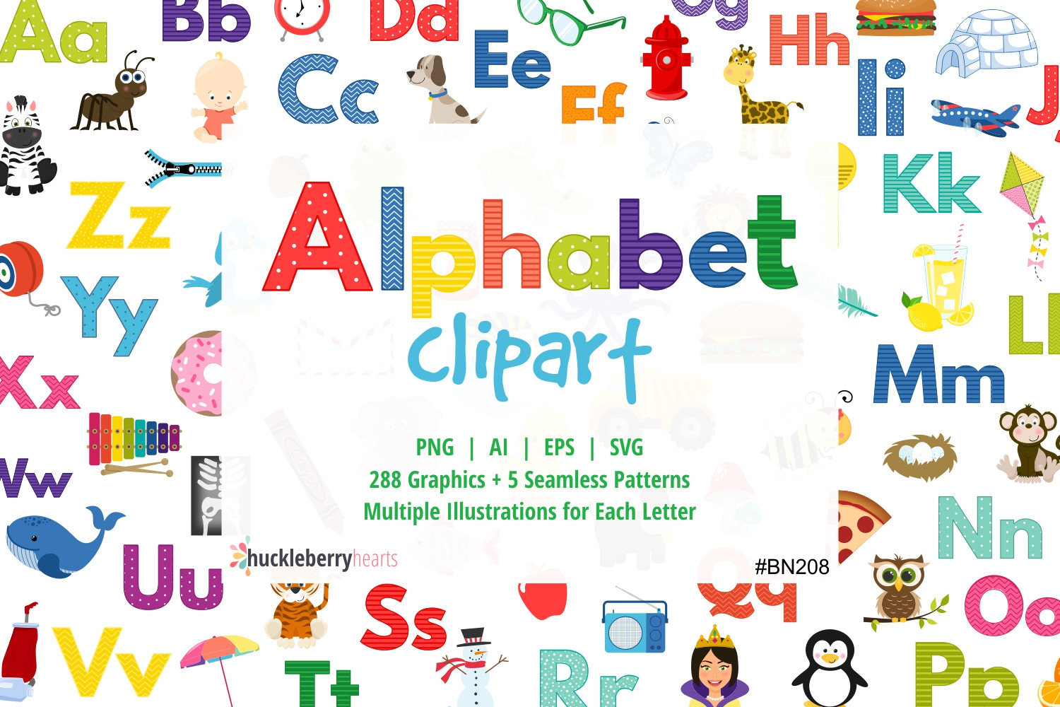 Alphabet Letters Clipart, an Education Illustration by Huckleberry Hearts