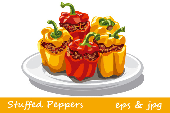 Stuffed Peppers, a Food Illustration by Oleg Tokarev Art