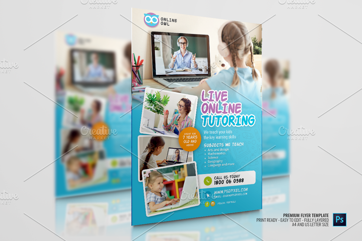 E-Learning Services Flyer, a Flyer Template by PSDPixel