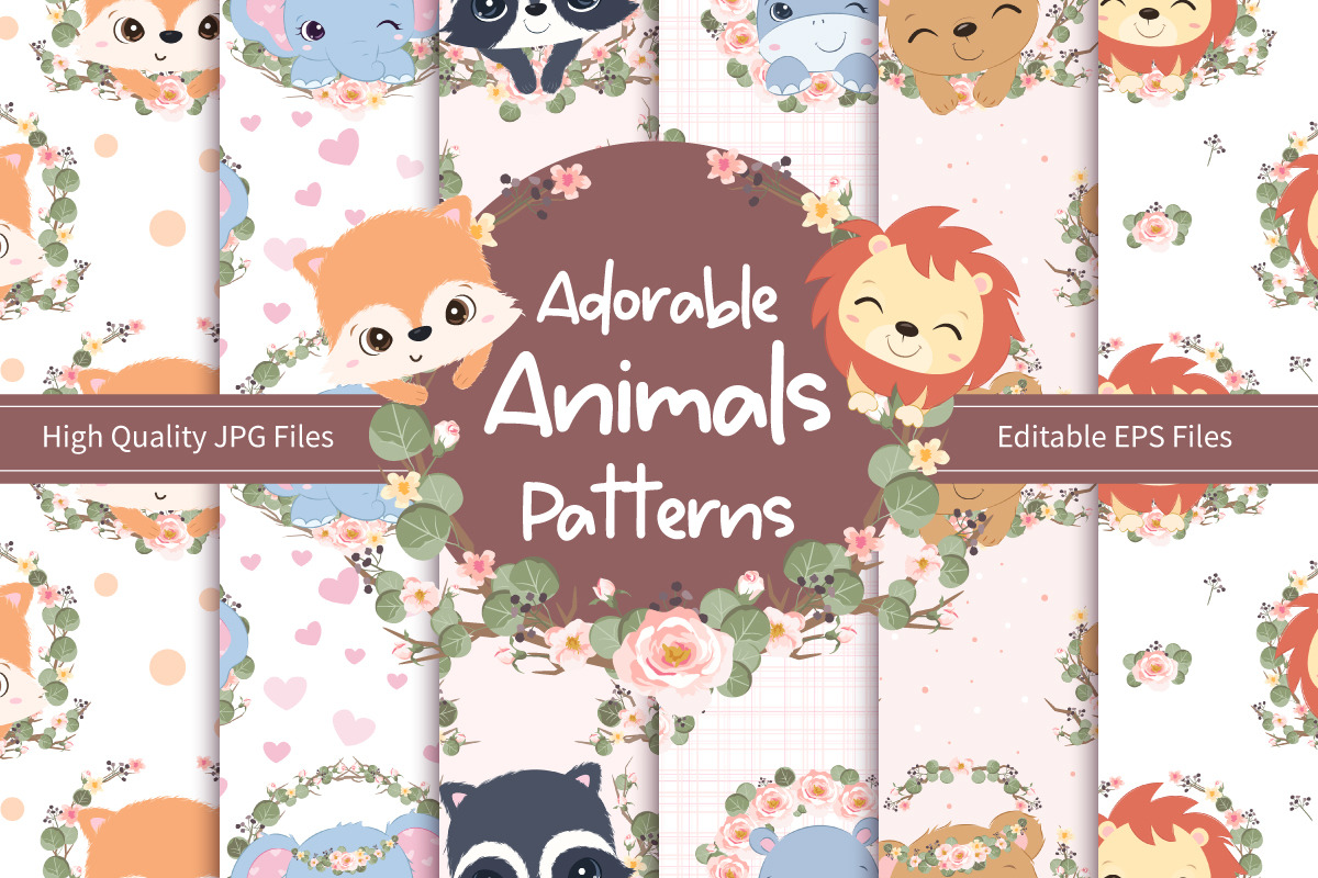 Cute Animals and Flowers Patterns