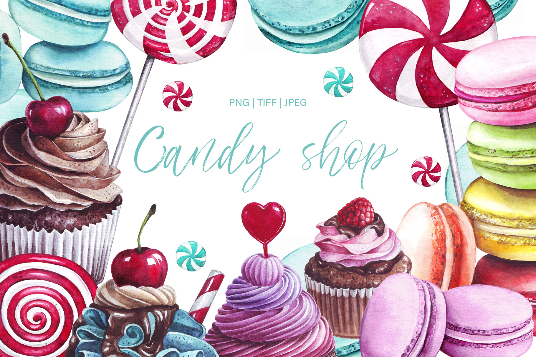 Watercolor Candy shop, an Illustration by YuliaBiser