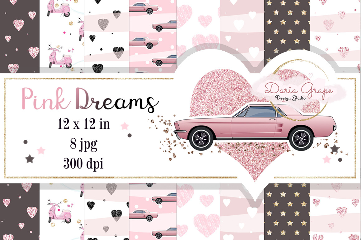 Digital Paper Pink Dreams, a Pattern Graphic by Daria Lvova | Creative ...