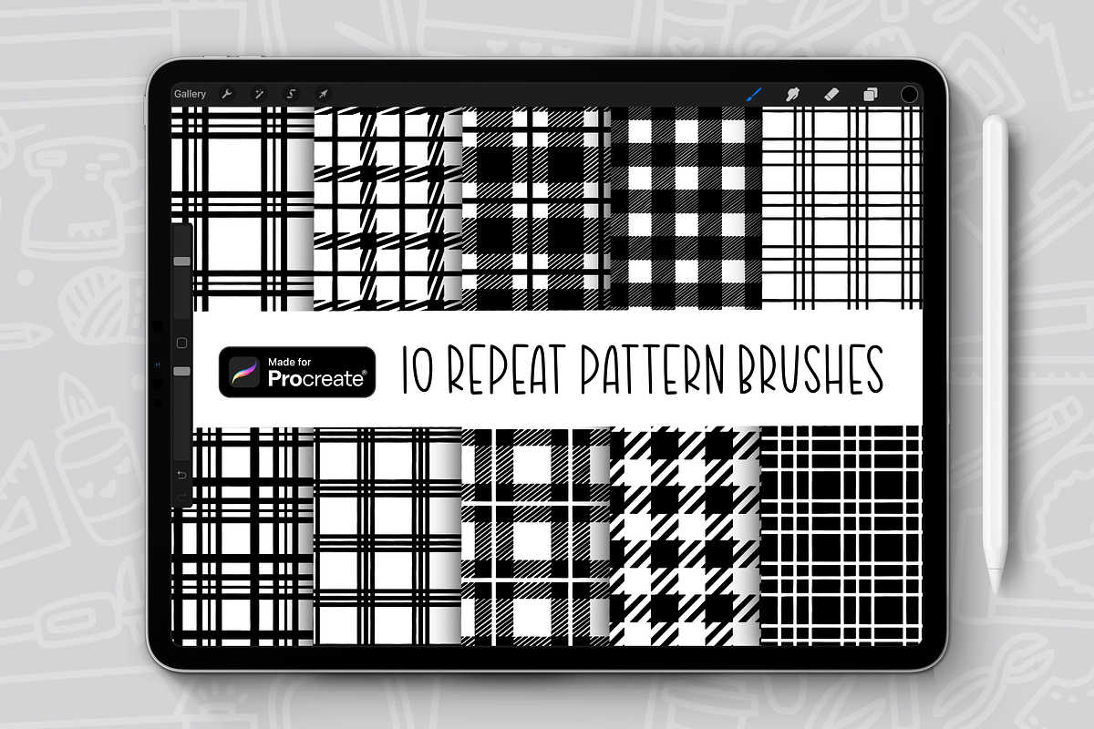 Plaid Vibes Procreate Brushes, a Brush Add-On by Kitaleigh