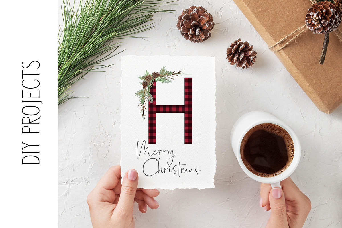 Buffalo Plaid Alphabet Letters, an Illustration by DailyMiracleDigitals,LLC