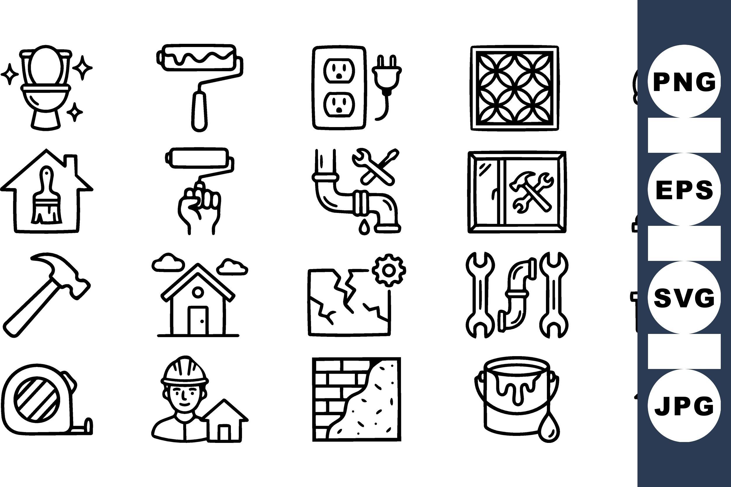 Home Repair Tools Icon Set, an Illustration by designvectx