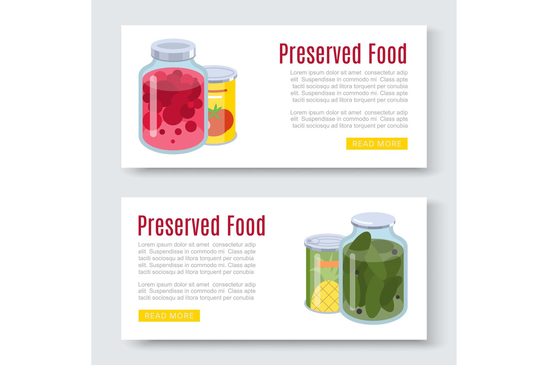 Cartoon canned, preserved and jar, a Food Illustration by RocketArt