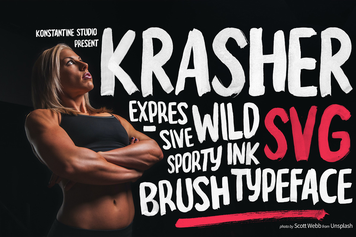Krasher - SVG Sport Brush Fonts, a Font by Konstantine Studio