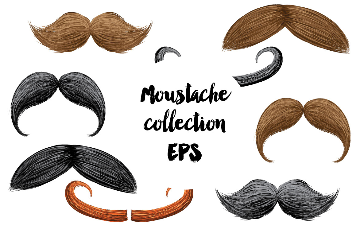 Stylish moustache vector set, an Illustration by alexandra.dzh