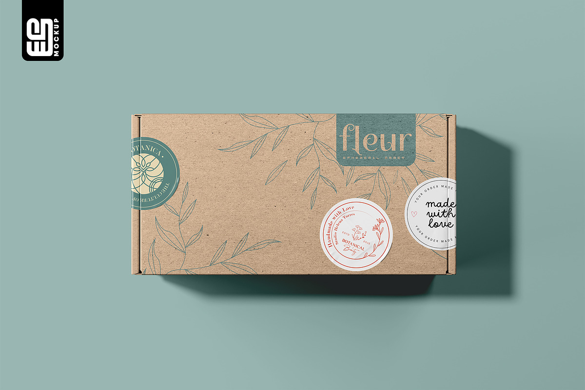 Rectangular Box with Stickers Mockup, a Packaging Mockup by SD Mockup