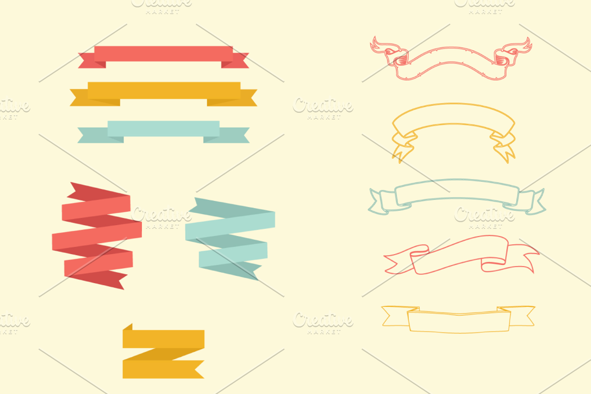 Vector ribbon, banner, border pack, an Object Graphic by Design Shop