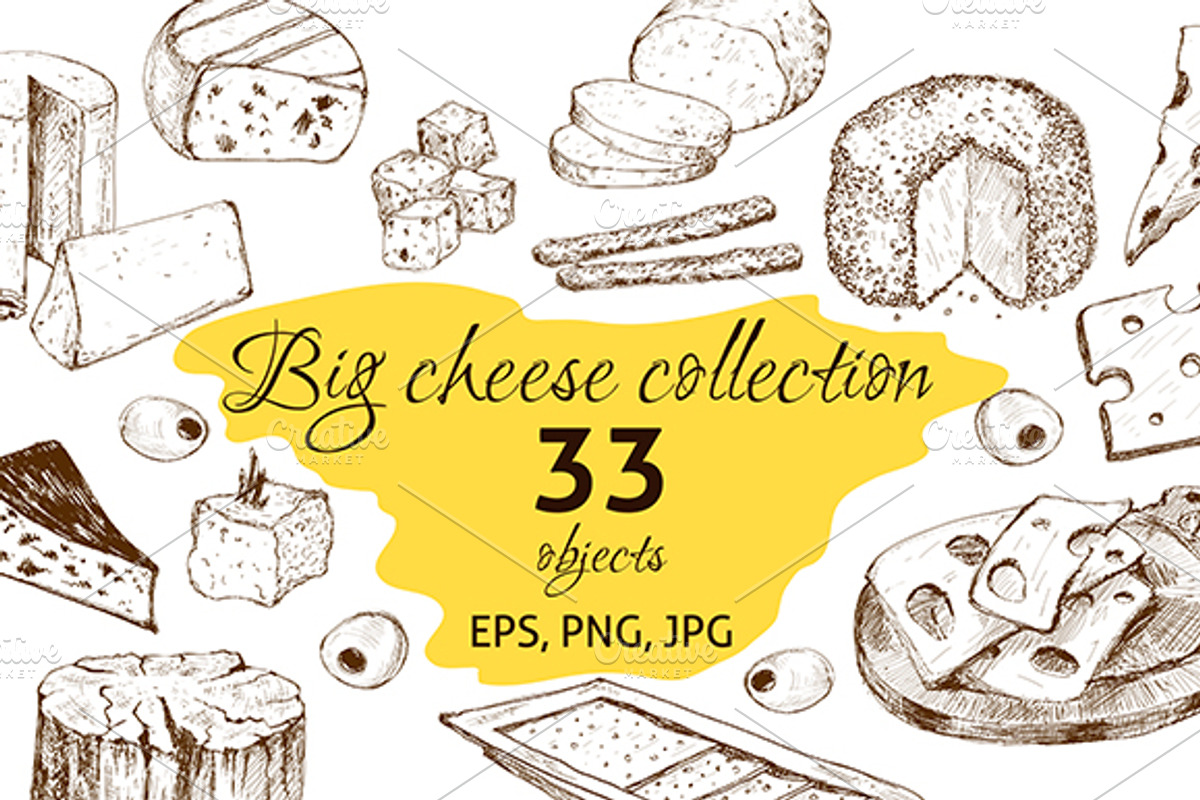 Big cheese collection, a Food Illustration by Alena Kaz