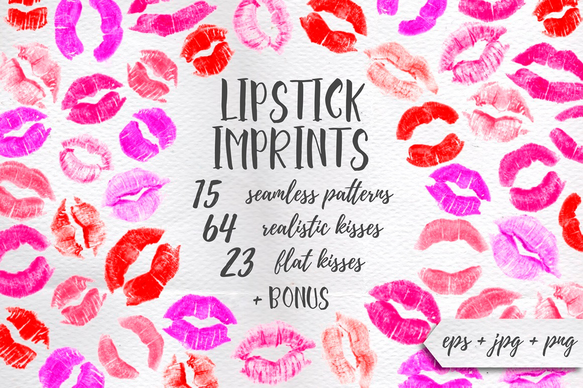 Lipstick Kisses, a Texture Graphic by Anastasia Ivanskaia | Creative Market