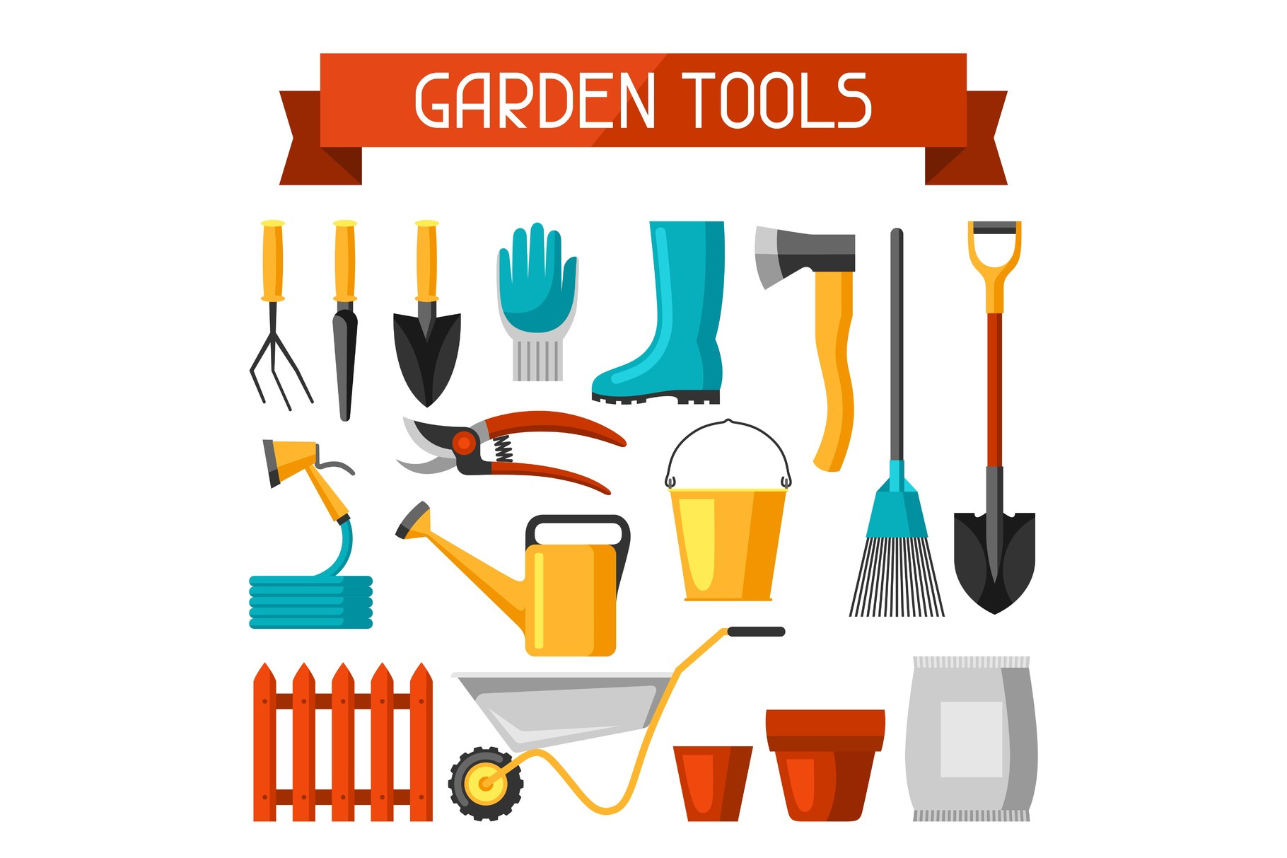 Seamless pattern with garden tools and icons. All for gardening ...