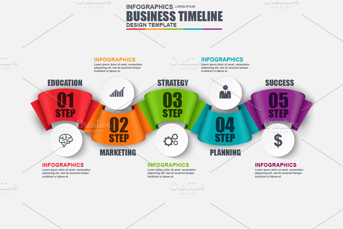 Infographic Business Ribbon Timeline, a Presentation Template by alexdndz