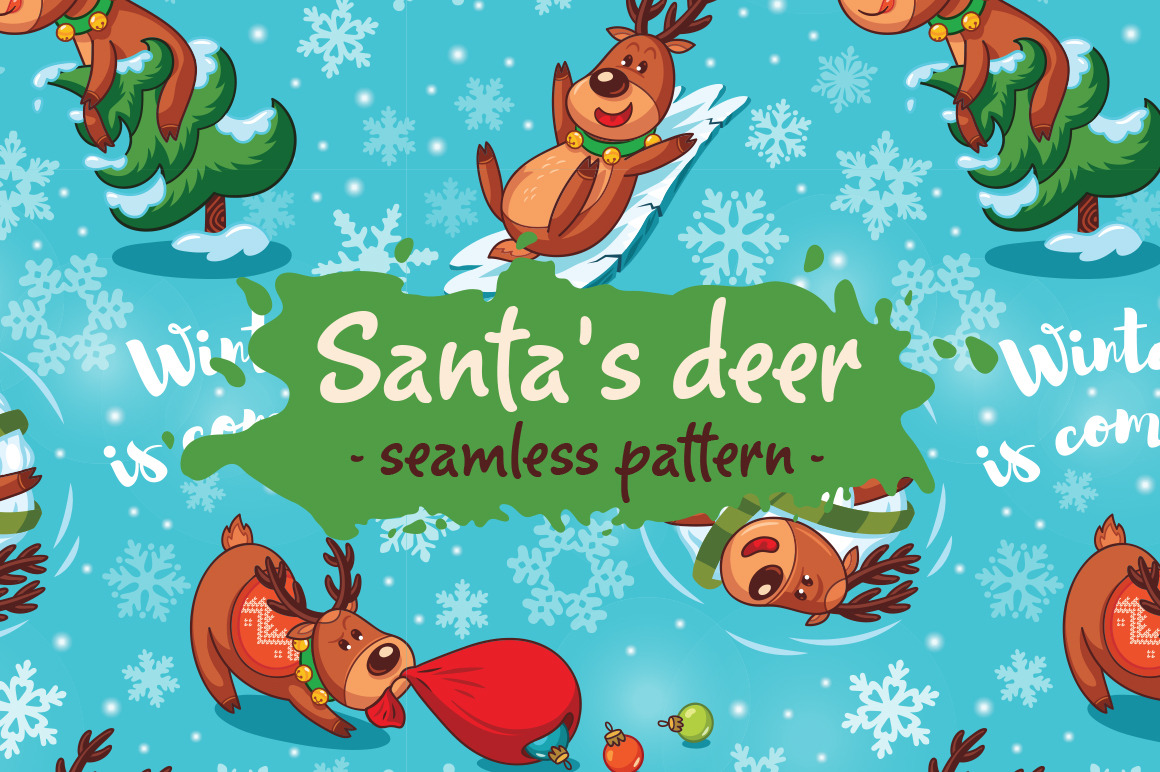 Santa's deer pattern, a Pattern Graphic by PenguinHouse