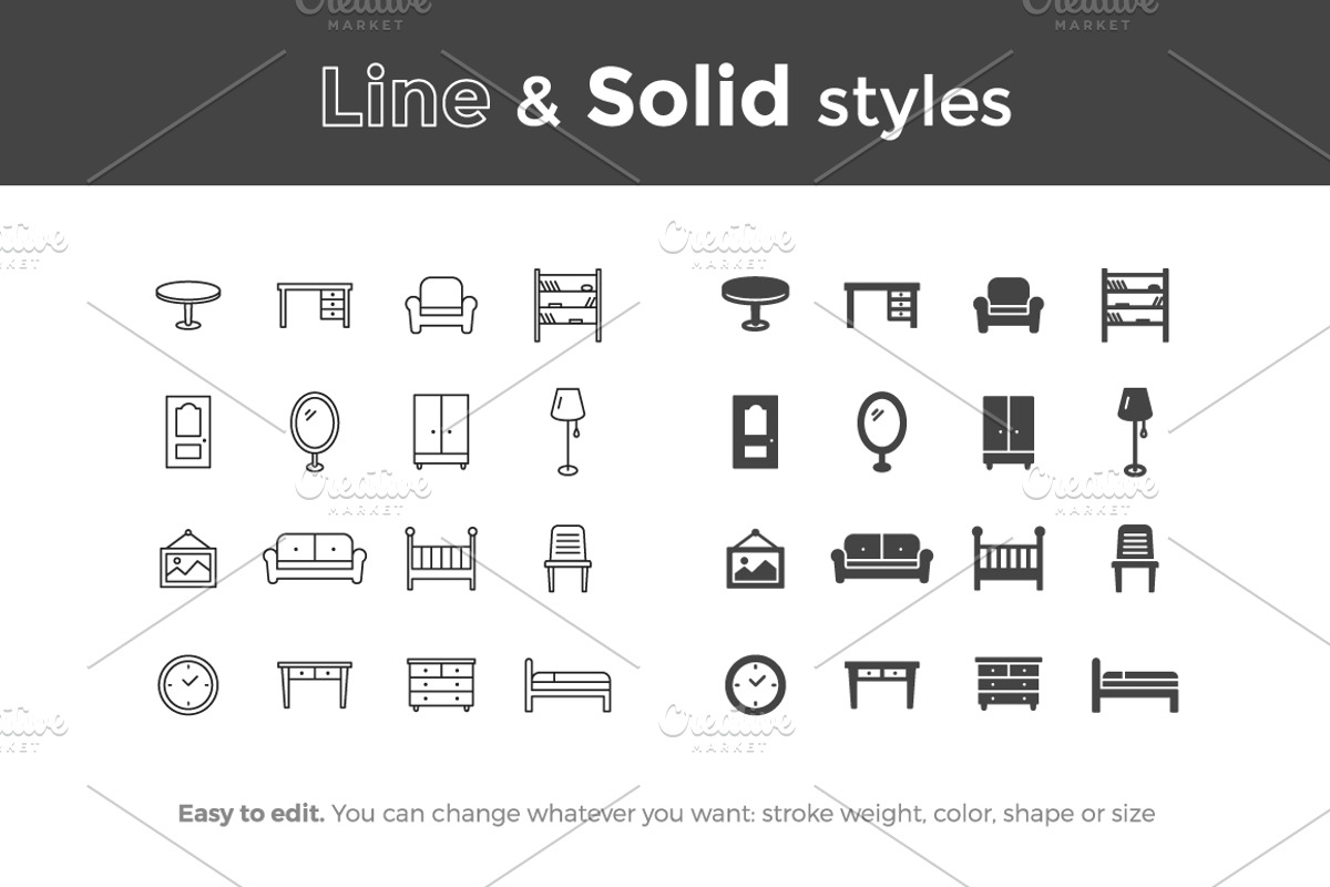 Furniture Icons, a Solid Icon by filborg