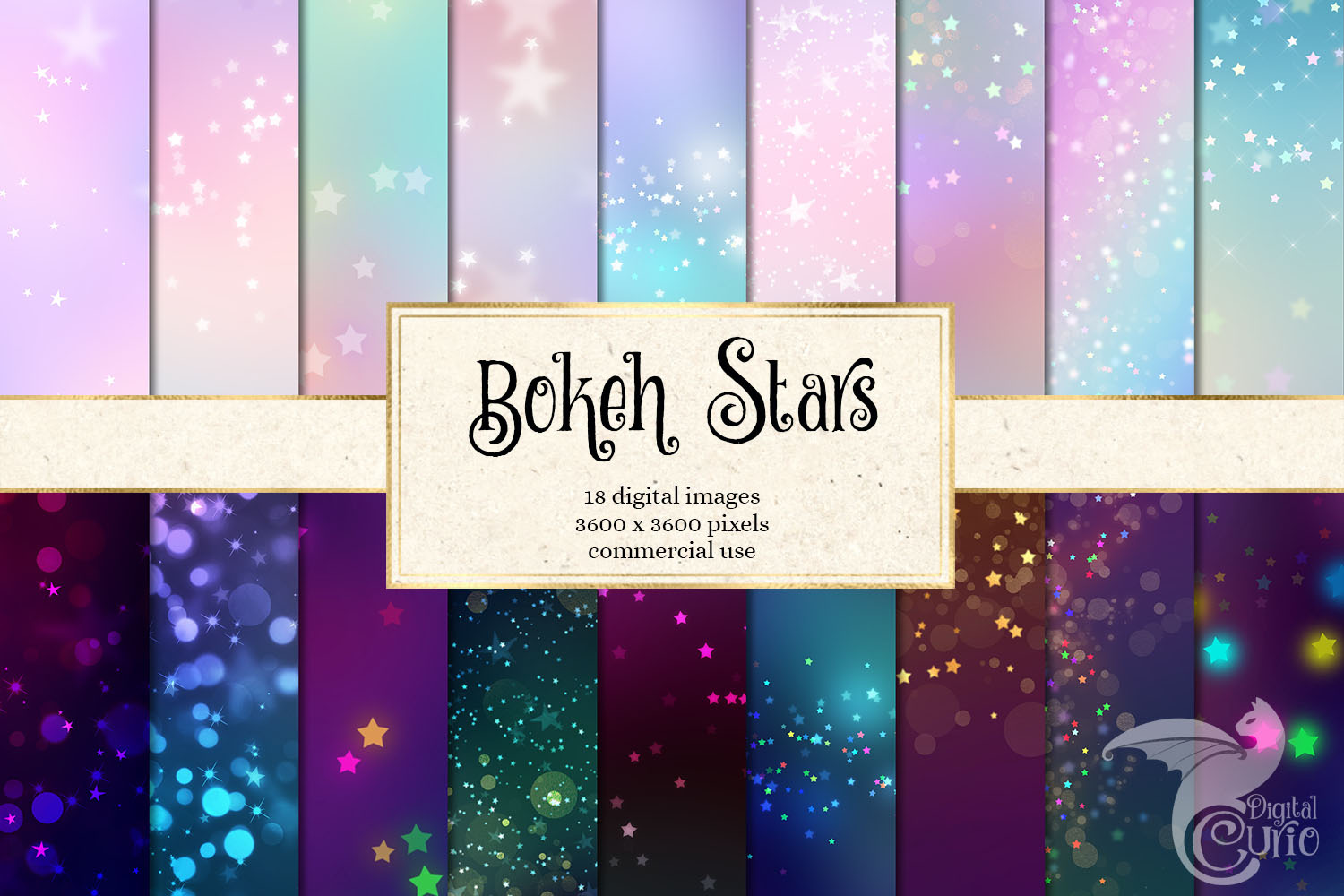 Bokeh Stars Digital Paper, a Texture Graphic by Digital Curio