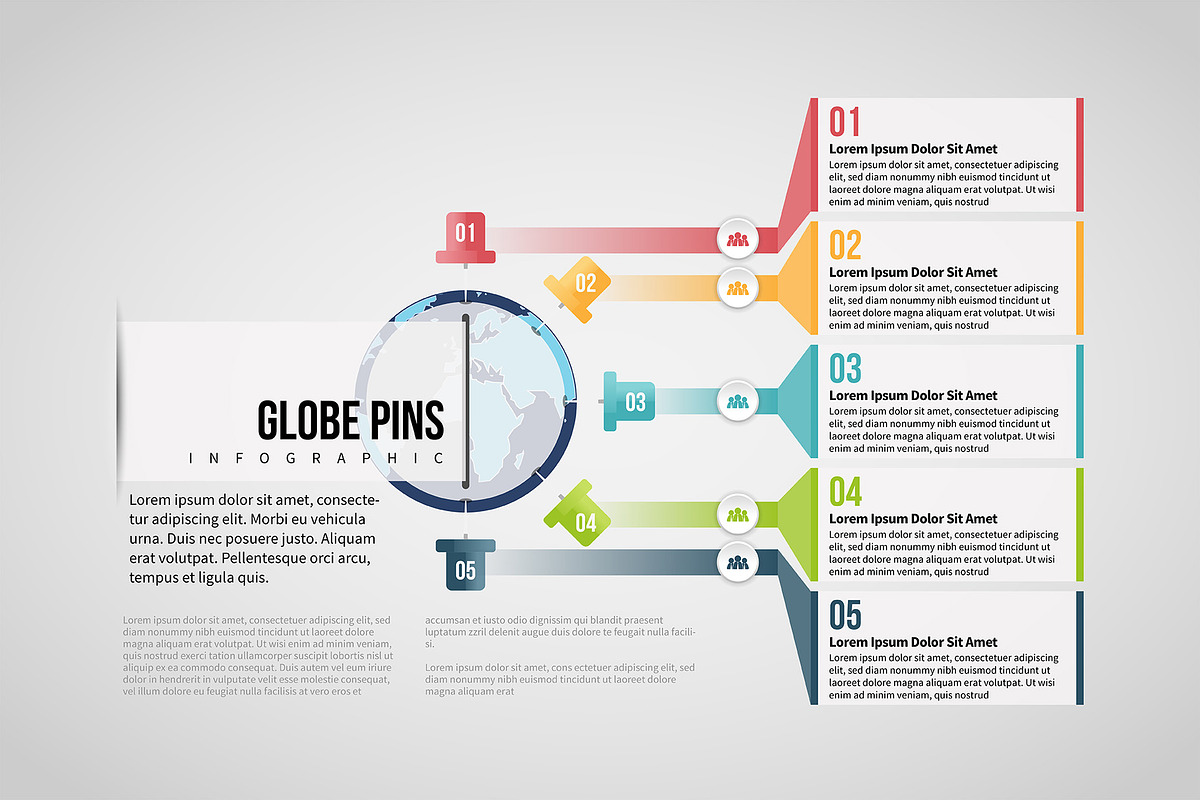 Globe Pins Infographic, a Templates & Theme by h.utomo | Creative Market