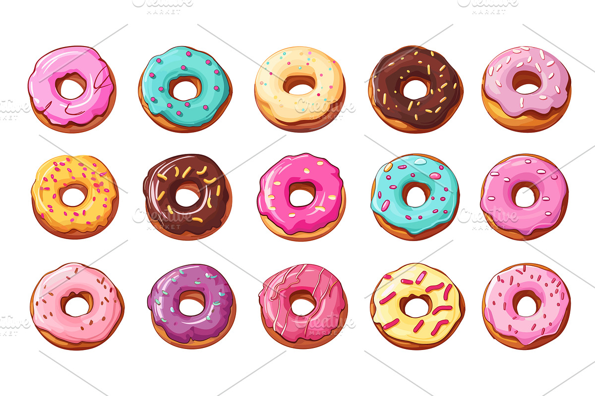 Delicious donuts cartoon set, a Graphic by LadadikArt