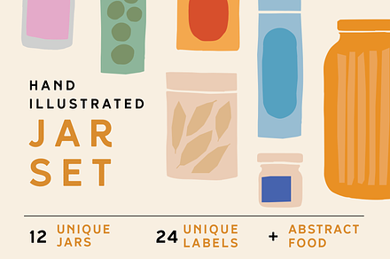 Glass jars, lids realistic mockup | Food Illustrations ~ Creative Market
